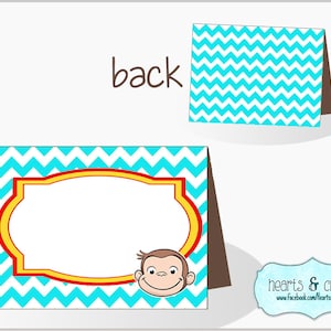 Curious George Party Table Tents DIY / Food Labels / Place Cards ...