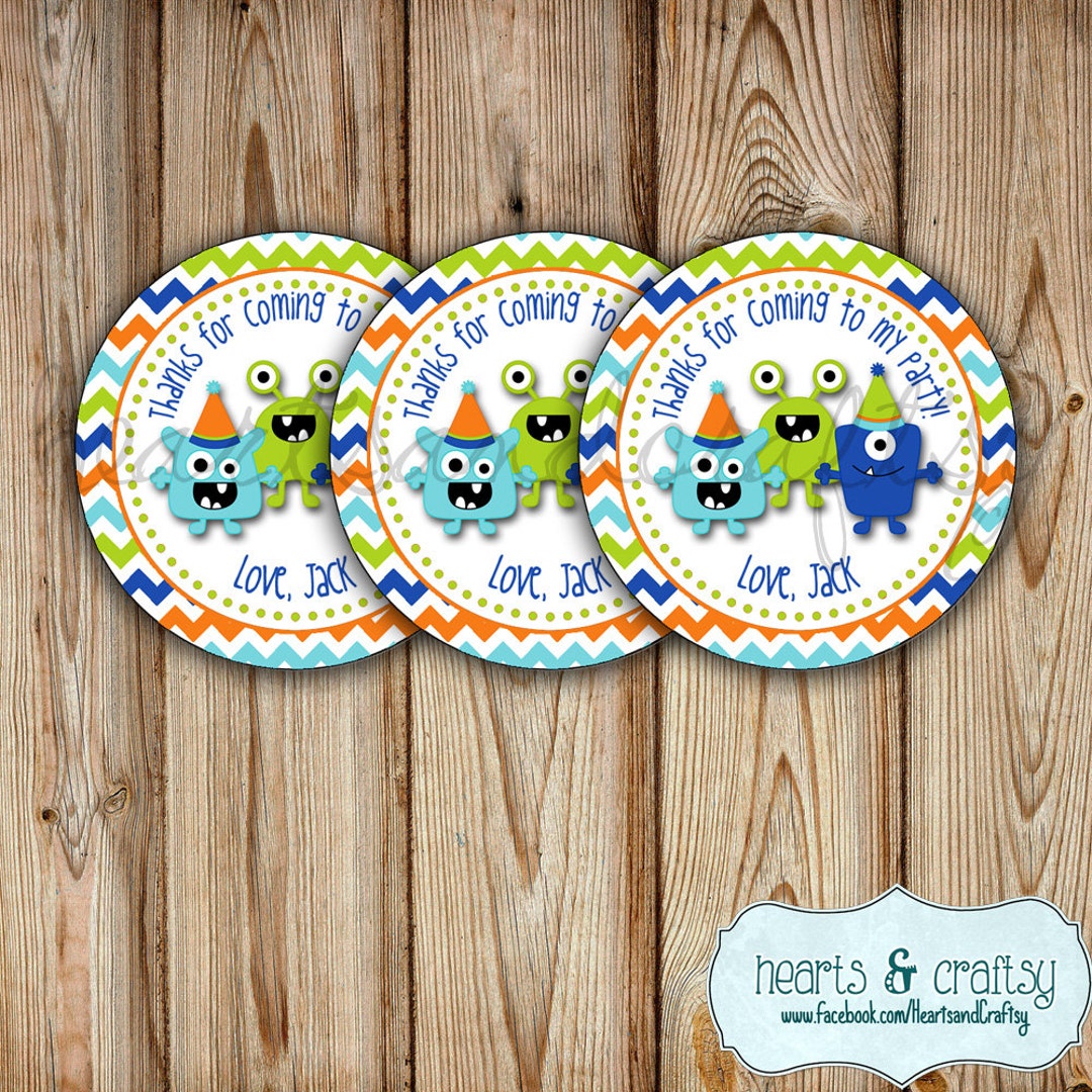 Monster Party Favor Tags DIY / Stickers / Monster Bash - FILE to PRINT ...