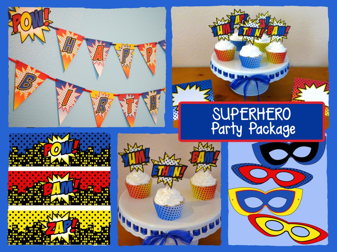 DIY Superhero Birthday Party PACKAGE Printable - Birthday Banner ...