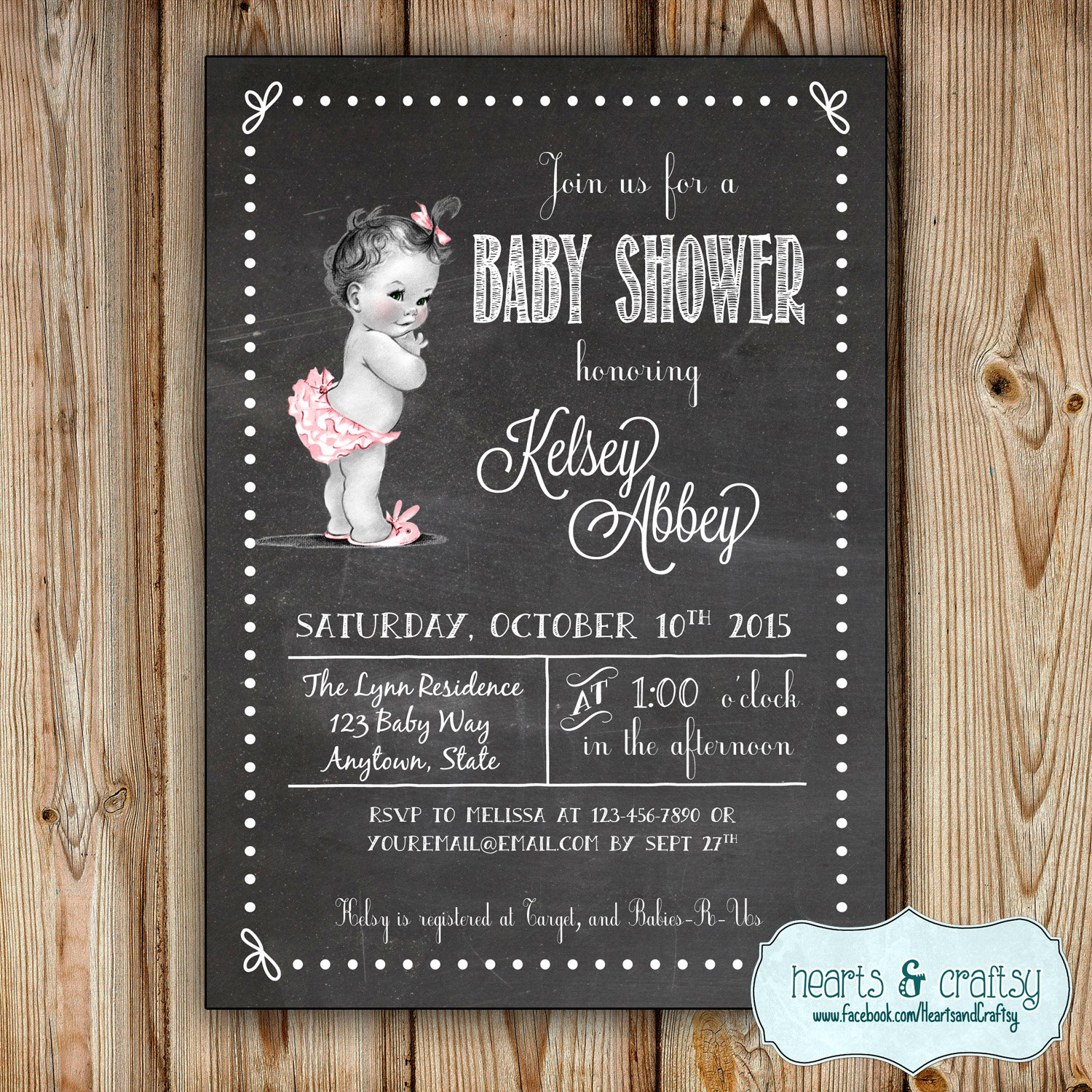 Vintage Baby Shower Invitation - Girl Baby Shower Invite - Rustic Baby ...