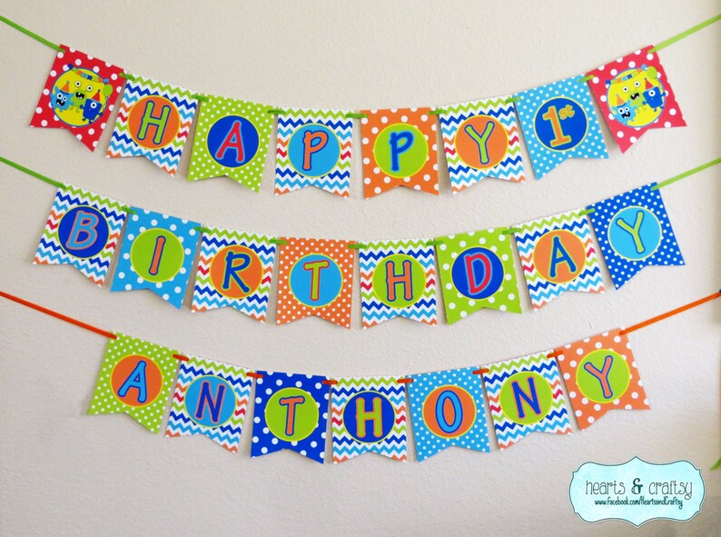 Monster Party DIY Happy Birthday Banner - Little Monster Birthday ...