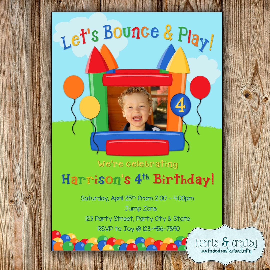 Bounce House Party Invitation With PHOTO / Bounce House Birthday ...