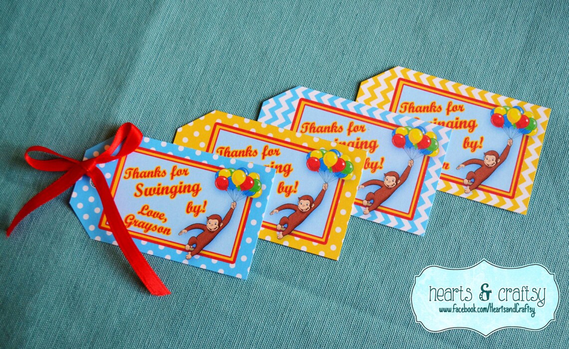 Curious George Party Favor Tags DIY / Personalized Gift Tags - Two ...