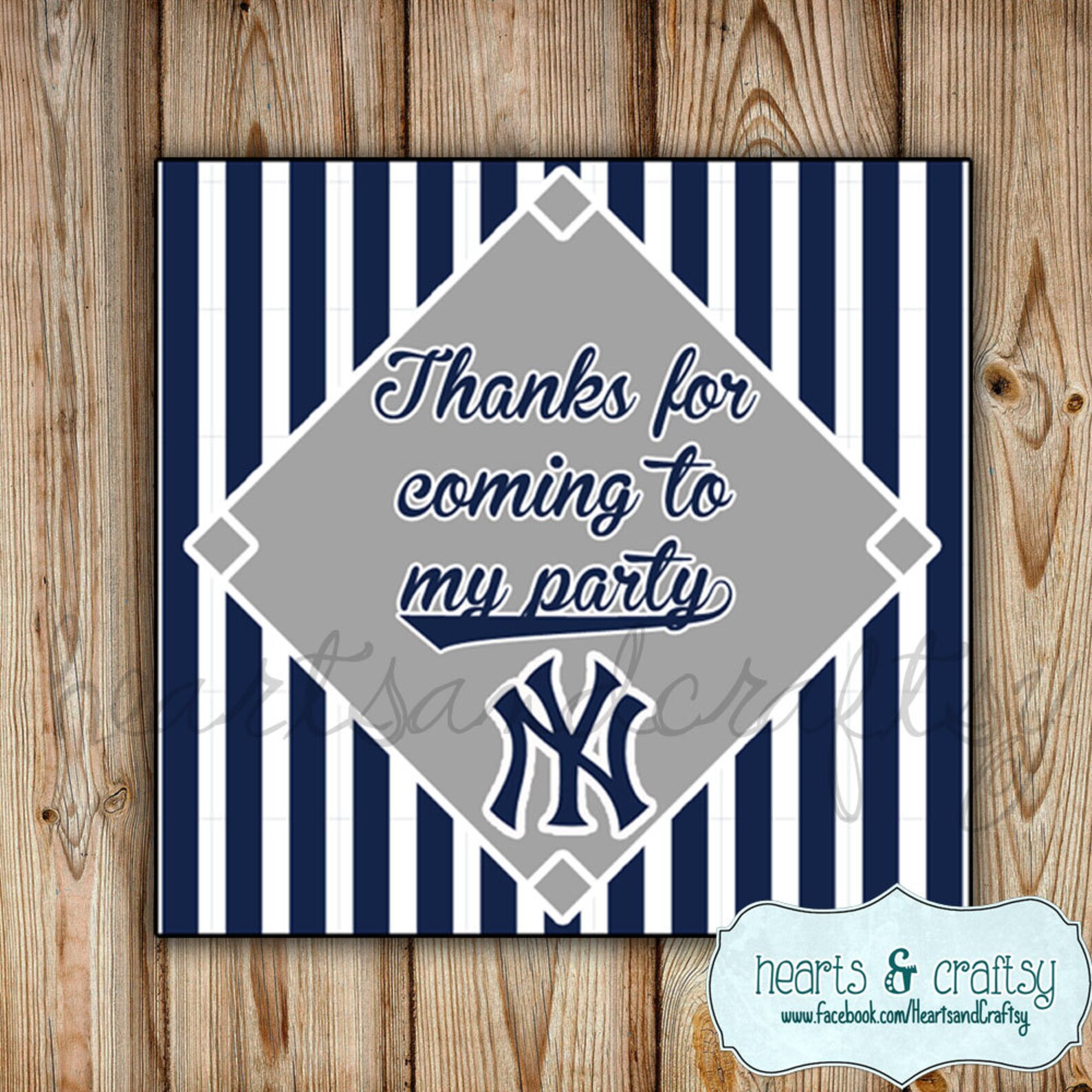 Yankees Party Favor Tags DIY / Yankees Thank You Tag / Gift - Etsy