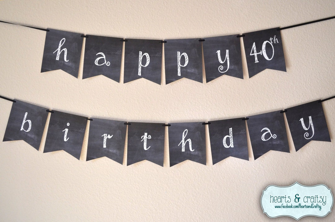 Chalkboard Happy Birthday Banner DIY / Rustic Birthday Banner / Hand ...