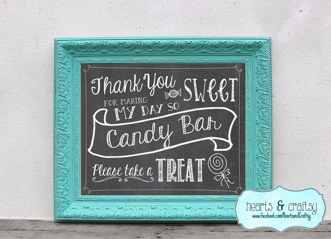Candy Bar Sign DIY Sweet Chalkboard Style / Wedding Reception ...