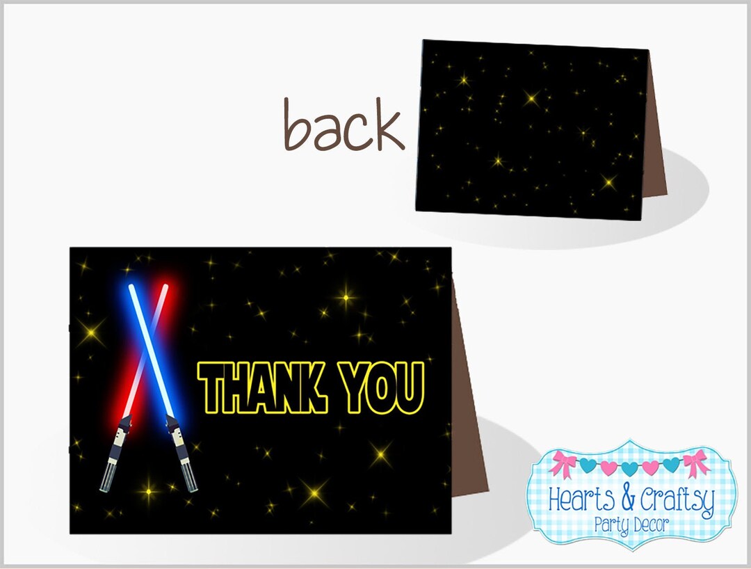 Star Wars Thank You Card / Star Wars Birthday Thank You Card / Star ...