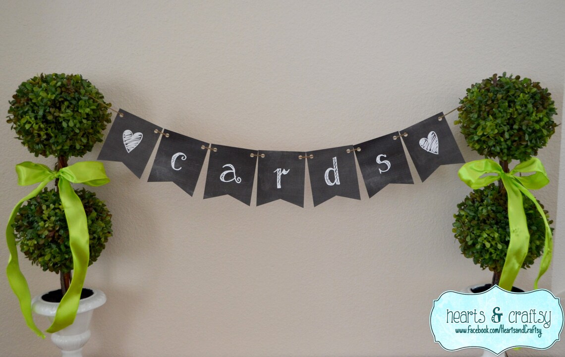 Cards Banner DIY /chalkboard Style / Wedding Decor Bridal Shower ...