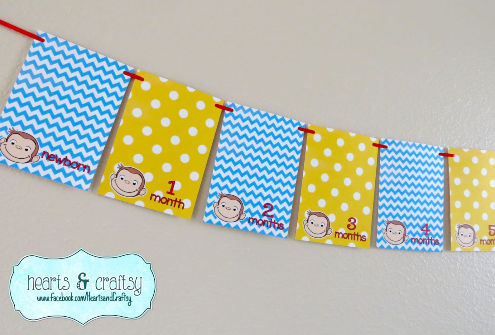 Curious George First Year Photo Banner DIY / 12 Month Picture | Etsy