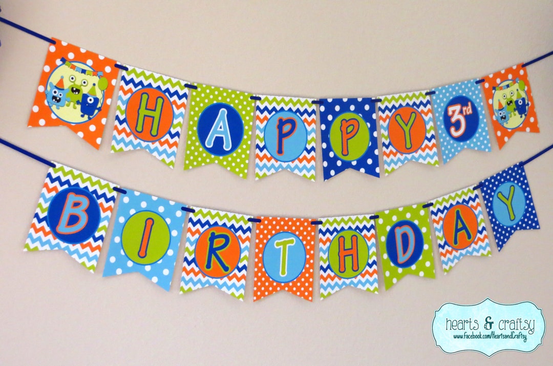Monster Party Happy Birthday Banner DIY - Little Monster / Monster ...