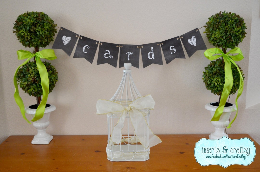 Cards Banner DIY /chalkboard Style / Wedding Decor Bridal Shower ...