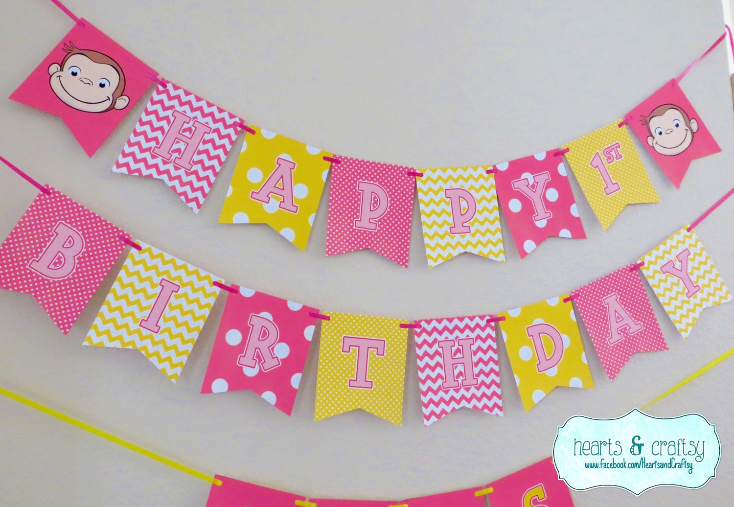 Curious George Birthday FILE to PRINT Happy Birthday Banner / - Etsy