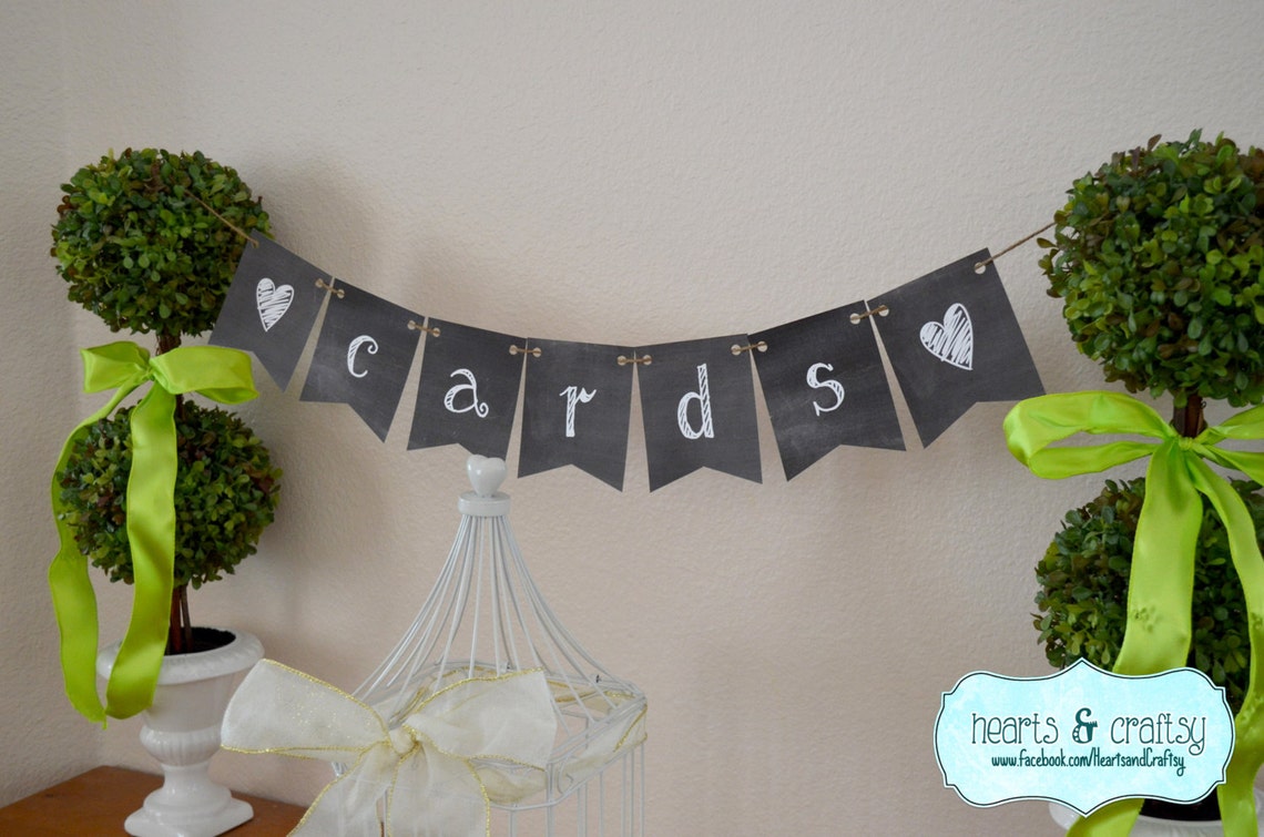 Cards Banner DIY /chalkboard Style / Wedding Decor Bridal Shower ...