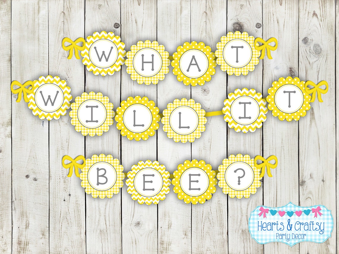 What Will It Bee / Bumblebee Baby Shower Banner DIY / Bee Baby Shower ...