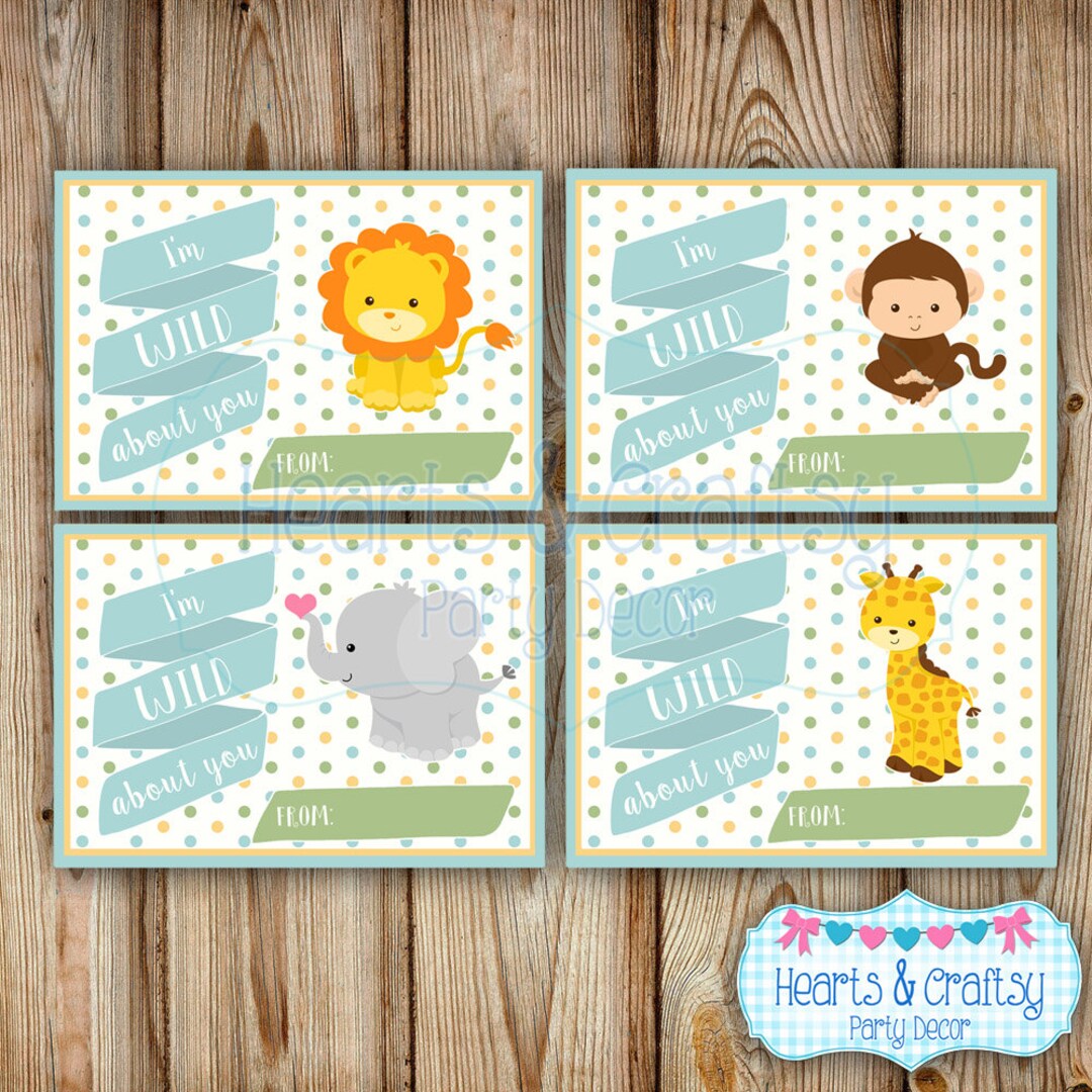 Animal Valentine Cards DIY - I'm Wild About You Zoo Valentines - Kids ...