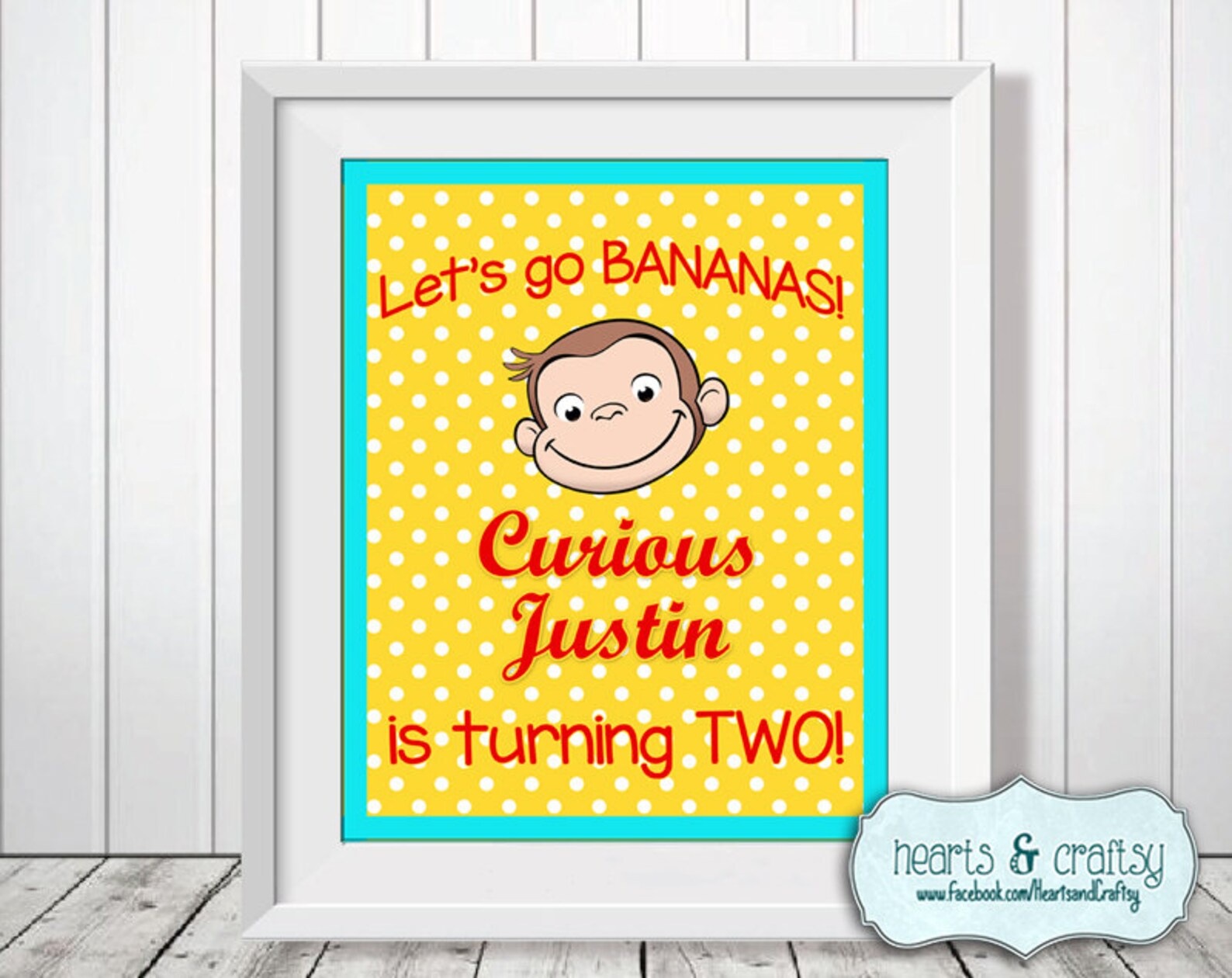 Curious George Birthday Welcome Sign DIY Personalized - Etsy