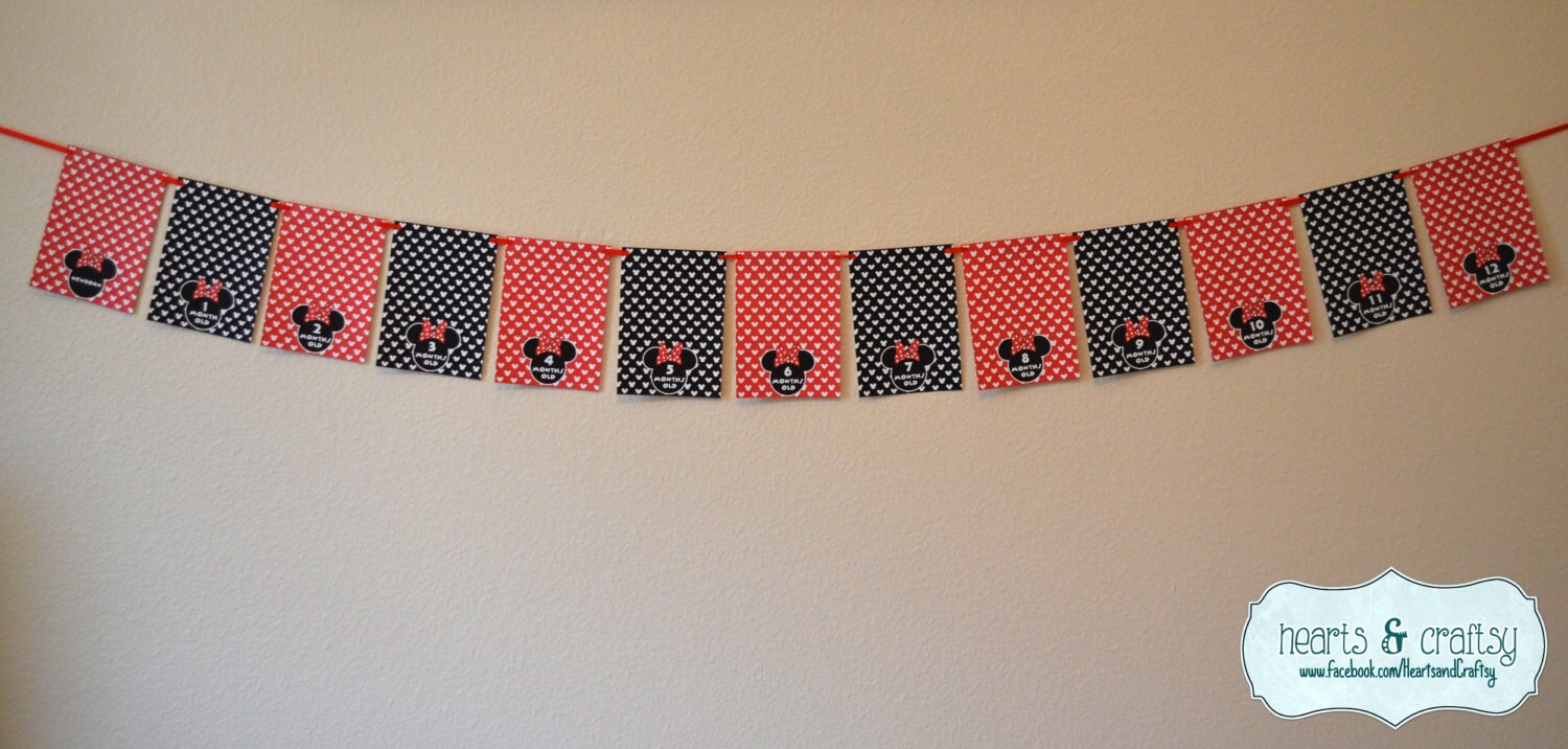 Baby Minnie Mouse First Year Photo Banner DIY / 12 Month Banner ...
