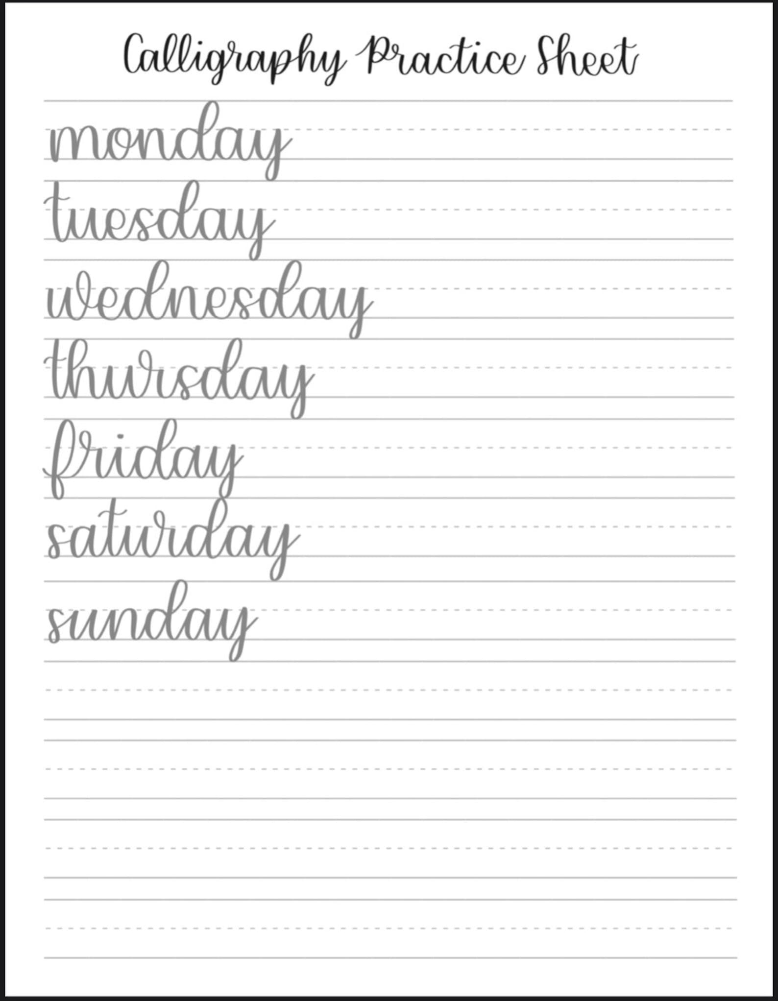 Calligraphy Practice Sheets, Hand Lettering Practice, Writing Practice ...