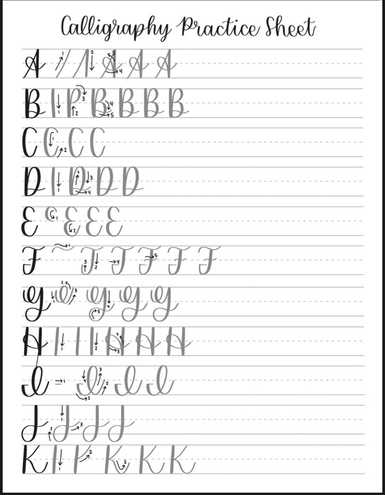 Calligraphy Practice Sheets, Hand Lettering Practice, Writing Practice ...