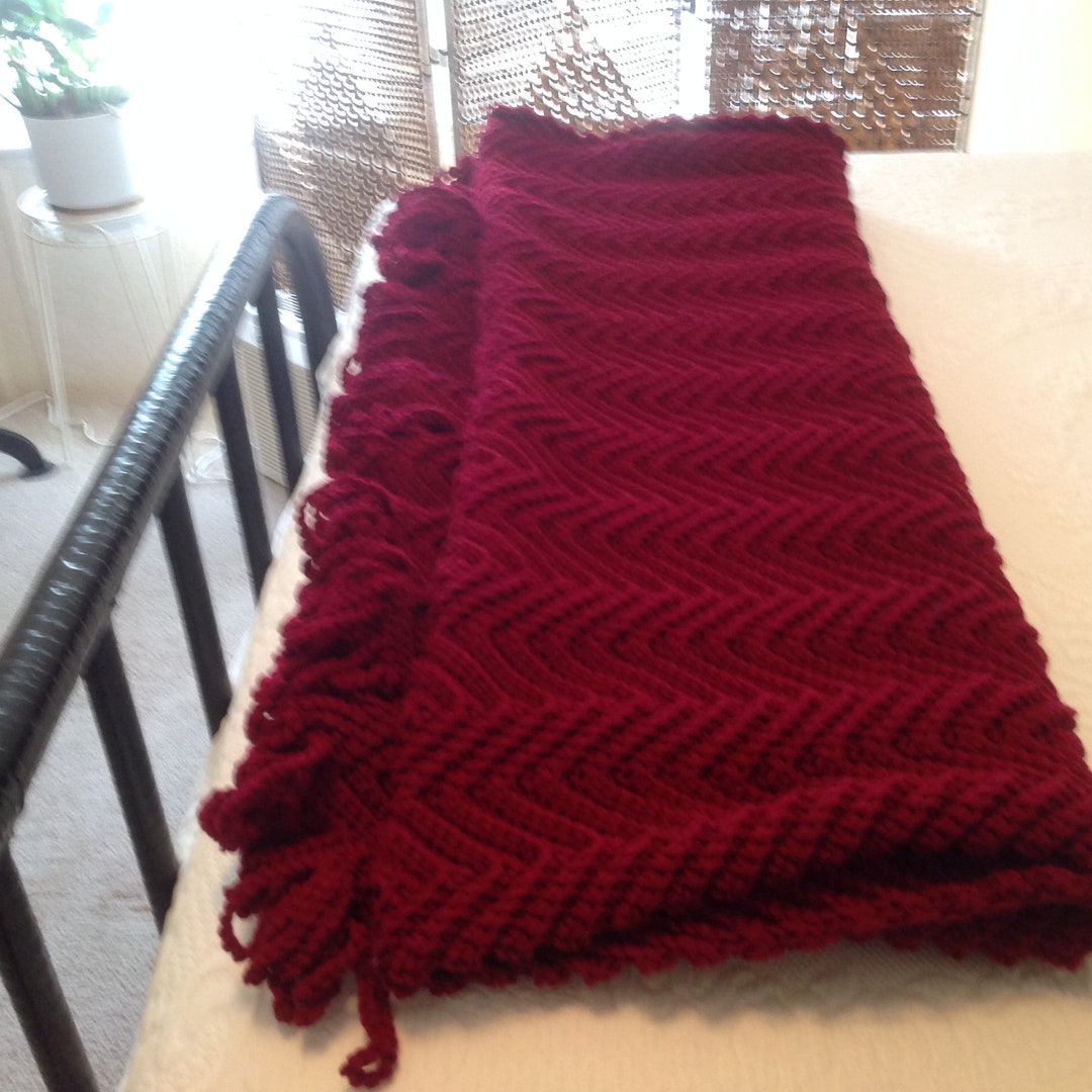 Burgundy Wine Color Afghan/throw/blanket_hand Crochet_machine Wash_free ...