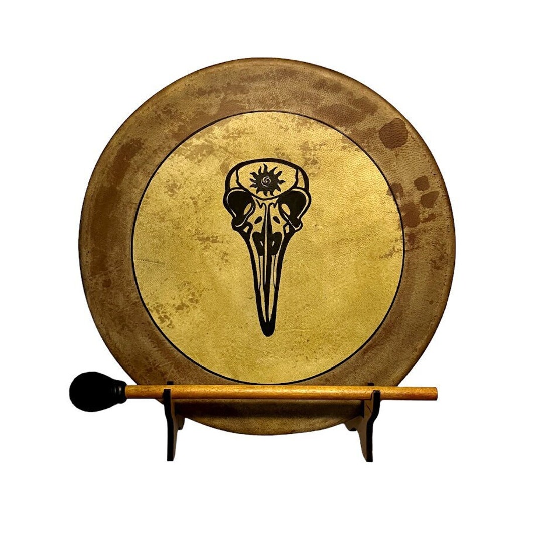 Shaman Drum Frame Drum raven Skull crow Drum Wall Lamp - Etsy