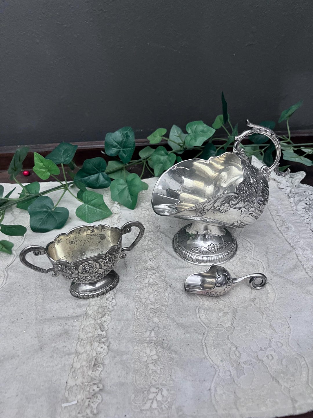 Vintage Silver Plate Sugar Scuttle With and Additional Sugar Bowl, 3 ...