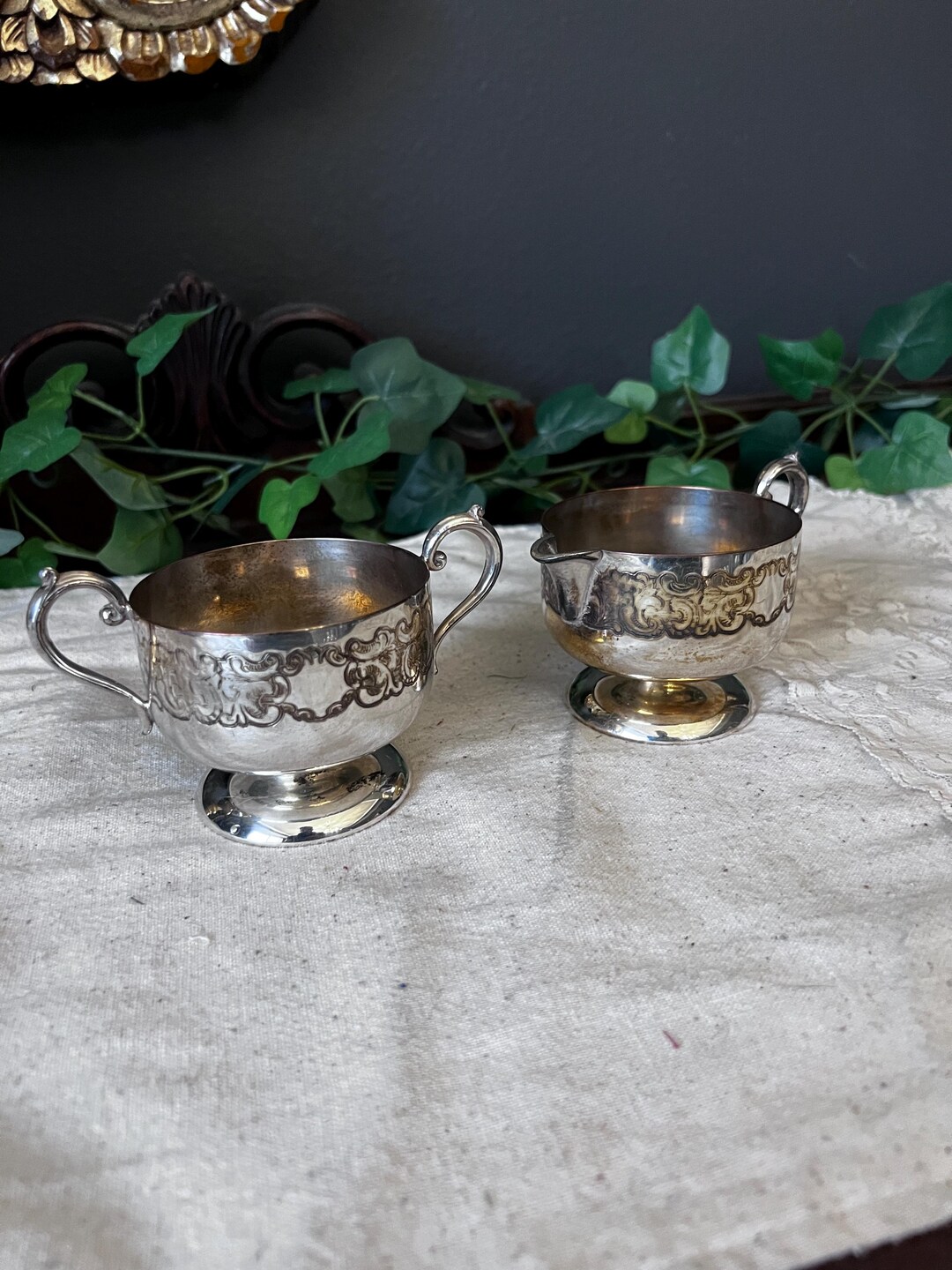 Vintage Benedict Manufacturing Co Silverplate Creamer & Sugar Bowl Set ...