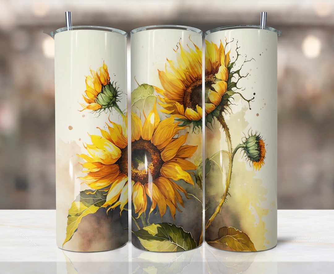 Sunflower 20-ounce Skinny Tumbler With Straw and Spill-proof Lid ...