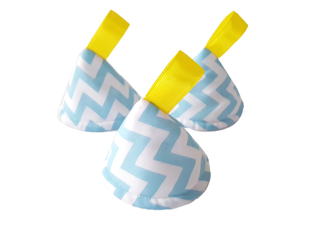 Blue, White & Yellow Zigzag Pee Pee Teepees X3 / Baby Shower Gift Boy ...