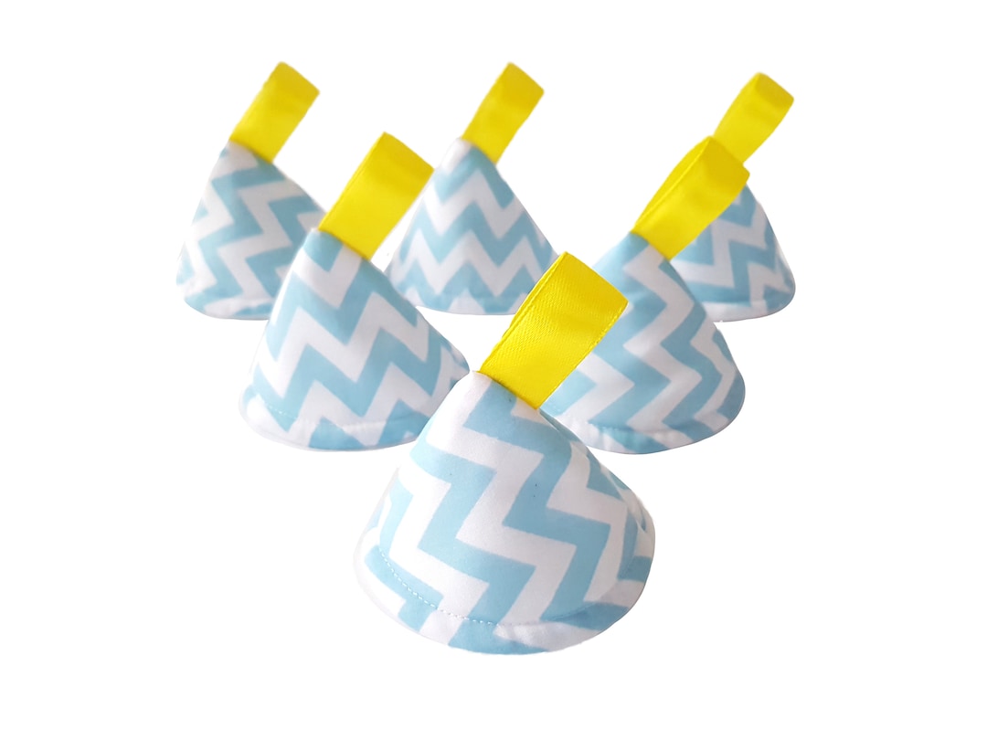 Blue, White & Yellow Zigzag Pee Pee Teepees X6 / Baby Shower Gift Boy ...