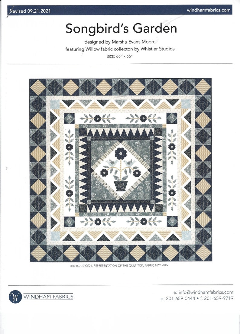 Kit Quilt Songbrirds GARDEN Windham Fabrics Fabric Package Cotton ...