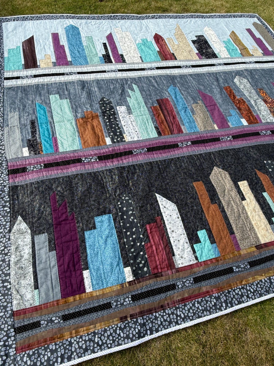 New York Quilt Facades of a Big City at Different Times of Day 2.05 M X ...