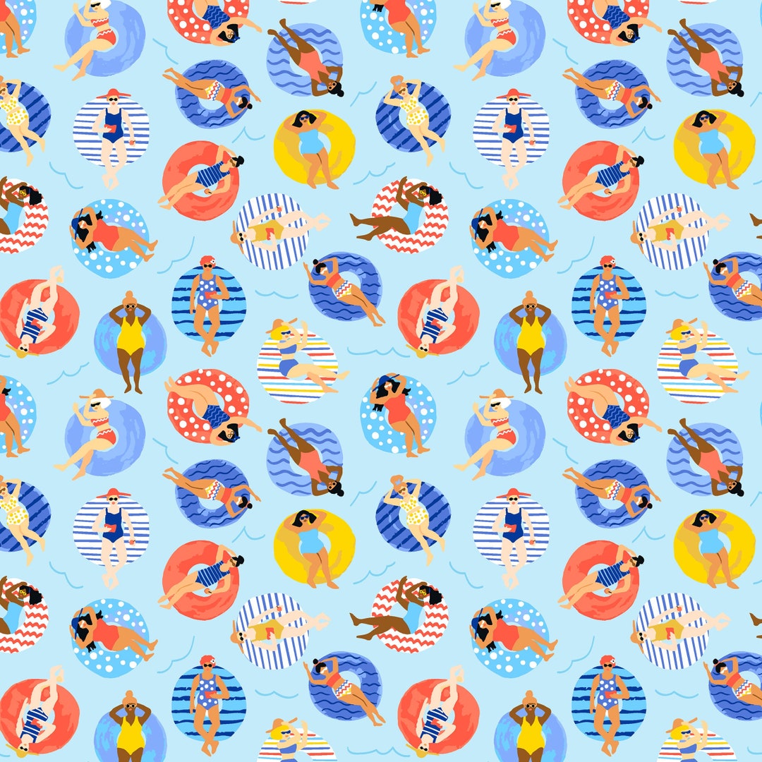 REST Bathing Beauties With Swimming Ring 0.65 Meter Cotton Fabric From ...