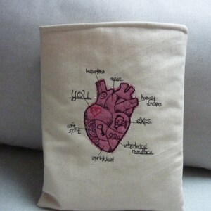 Book Bag HEART Anatomy Book Cover Padded and Embroidered With a Human ...