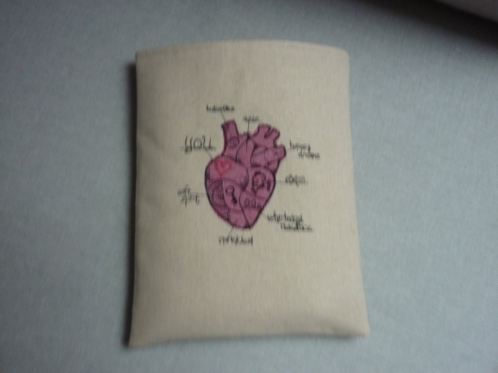 Book Bag HEART Anatomy Book Cover Padded and Embroidered With a Human ...