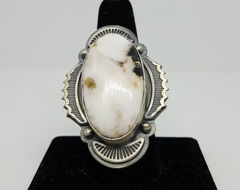 White Buffalo Turquoise Sterling Silver Statement Ring - Etsy