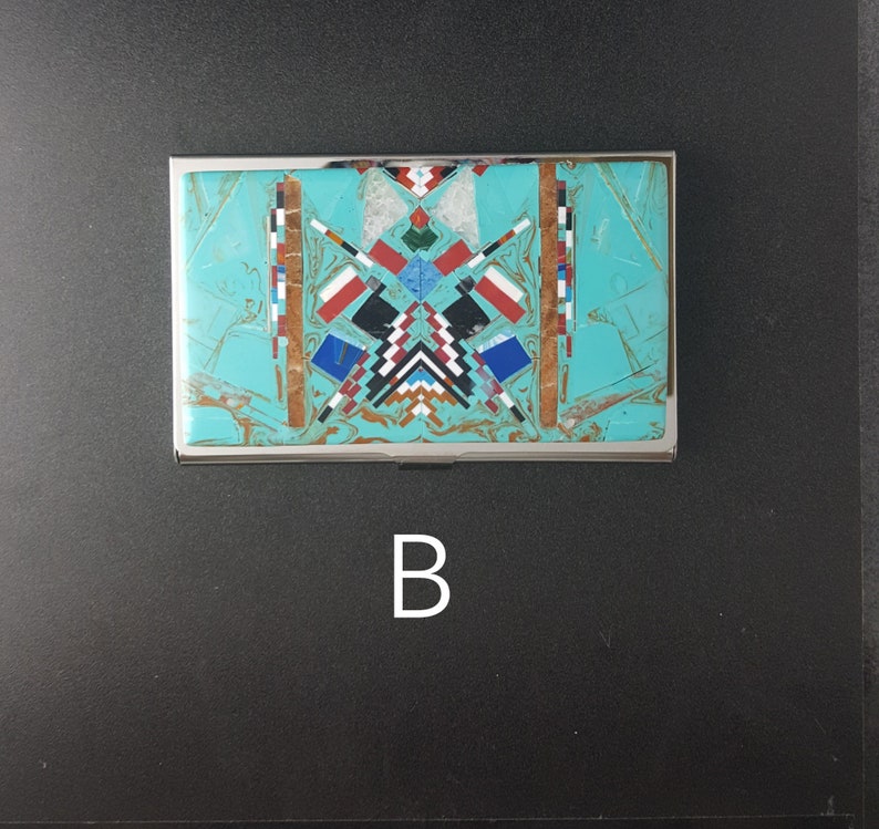 Turquoise Inlay Credit Card Holder Business Card Cases | Etsy
