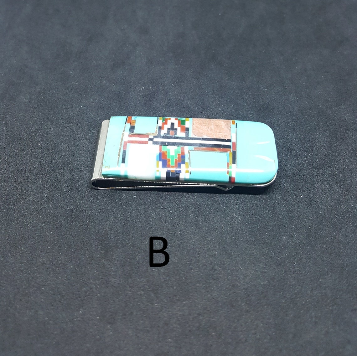 Turquoise Inlay MONEY CLIP 1 Inches Wide - Etsy