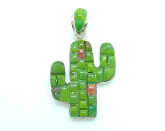 Nopal Cactus, Nopal Pendant, Cactus Pendant, Cactus Necklace, Sterling ...