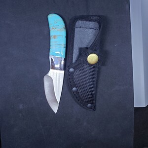 Inlay Turquoise Pocket Knife With Sheath - Etsy