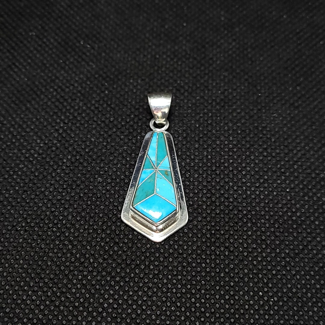 Multi-stones Inlay Arrow Head Shape Sterling Silver Pendant - Etsy
