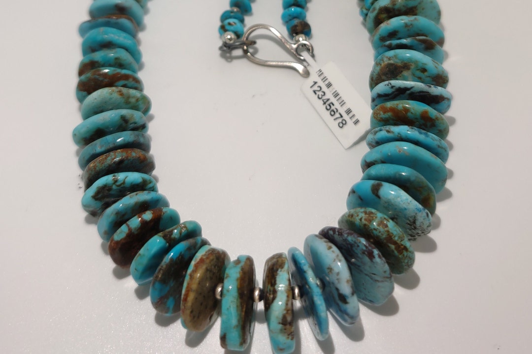 Kingman Disc With Multi Stone and Sterling Silver Necklace - Etsy