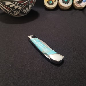 Single Blade Knife Turquoise Inlay Southwestern Style - Etsy