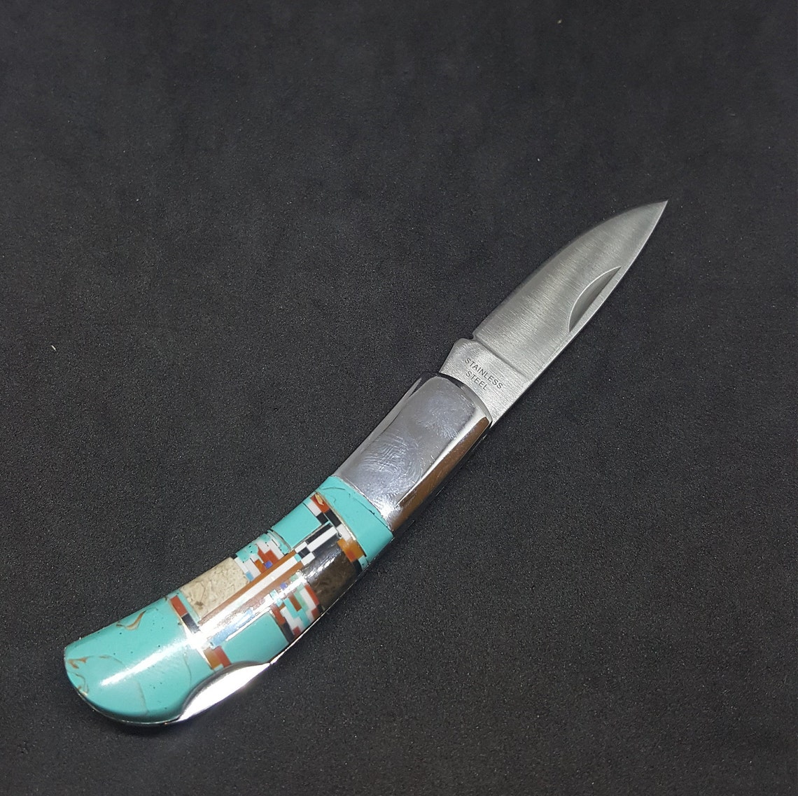 SMALL Turquoise Inlay Pocket Knife - Etsy