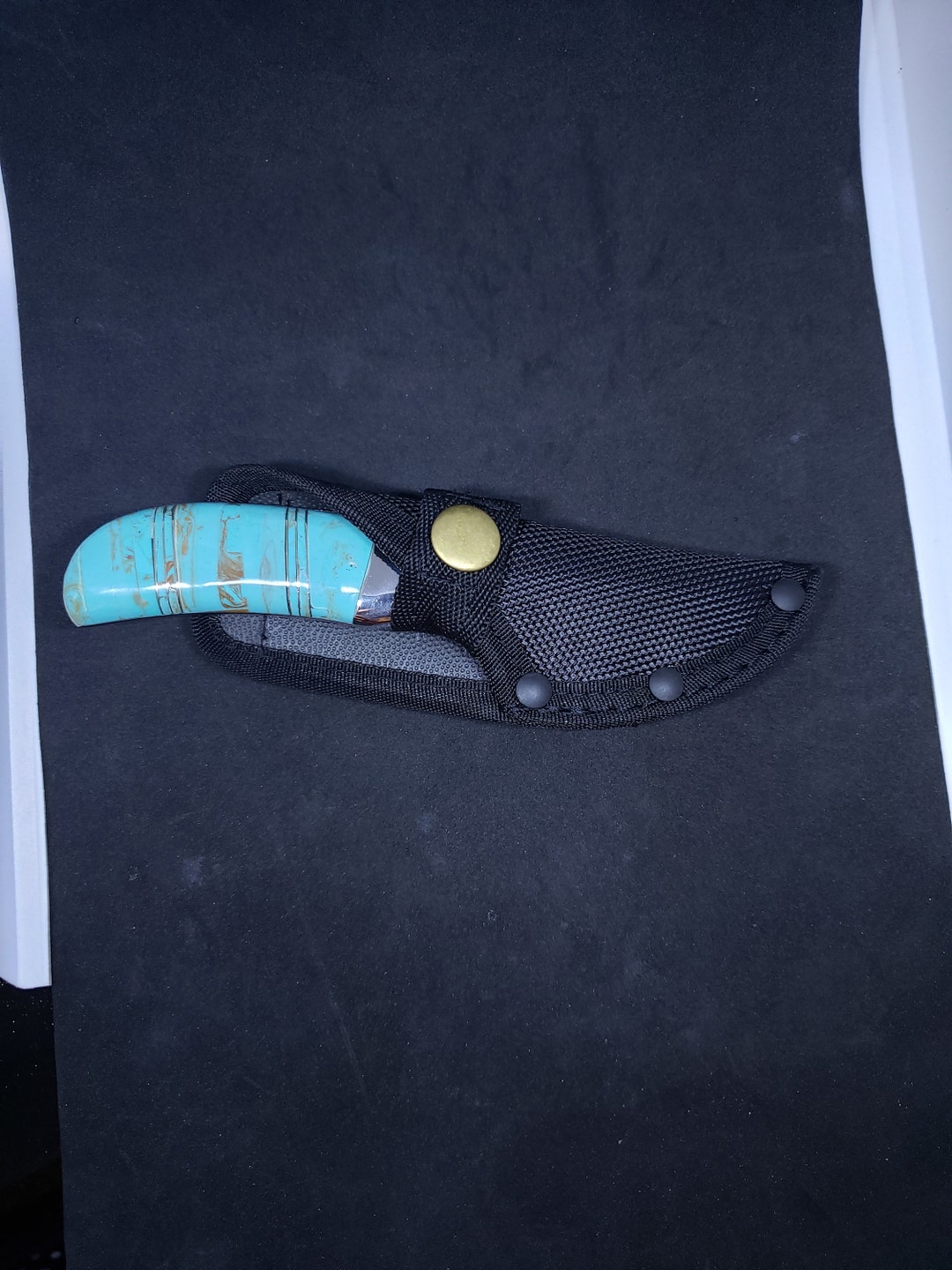 Inlay Turquoise Pocket Knife With Sheath - Etsy
