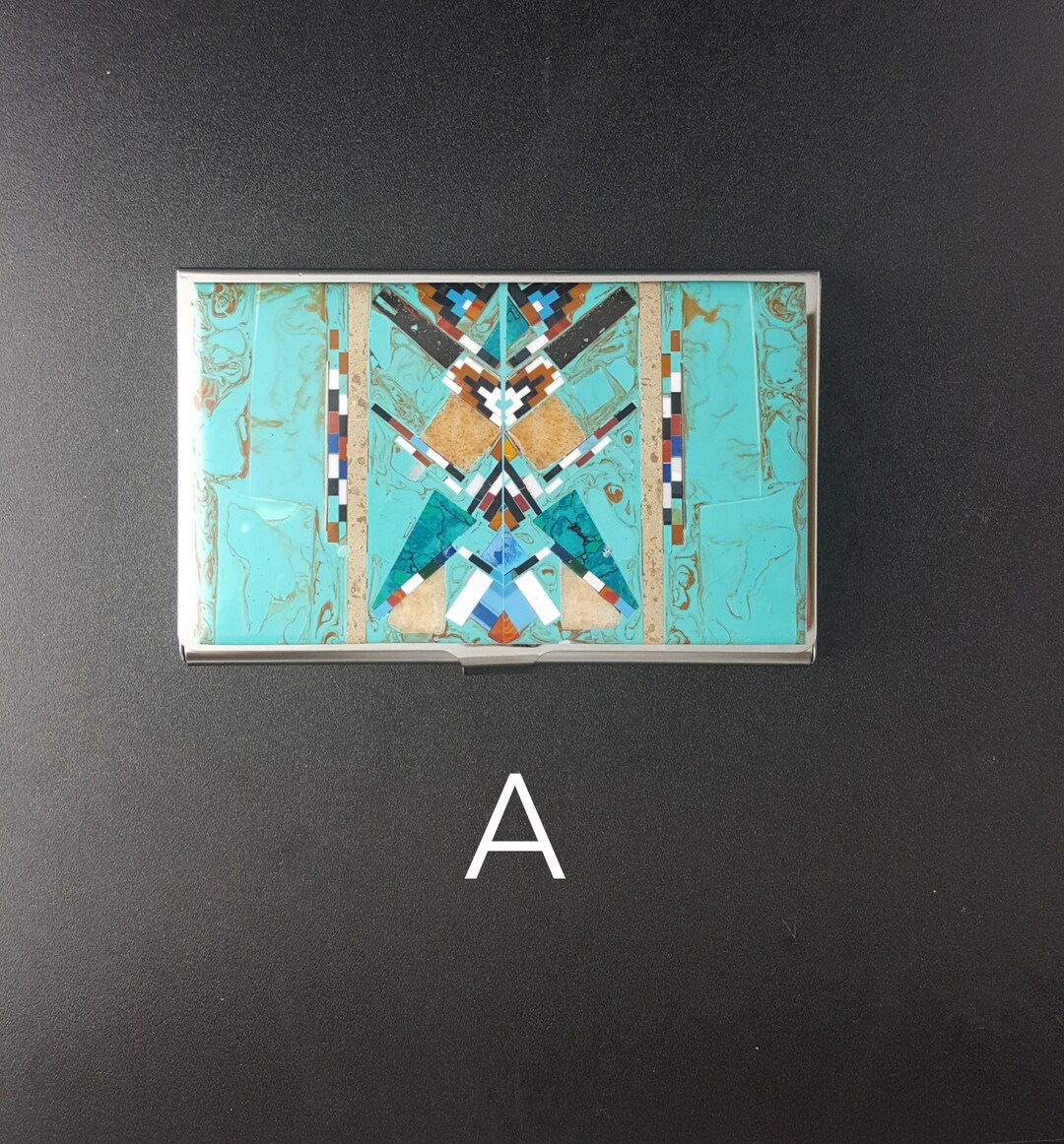 Turquoise Inlay Credit Card Holder Business Card Cases - Etsy