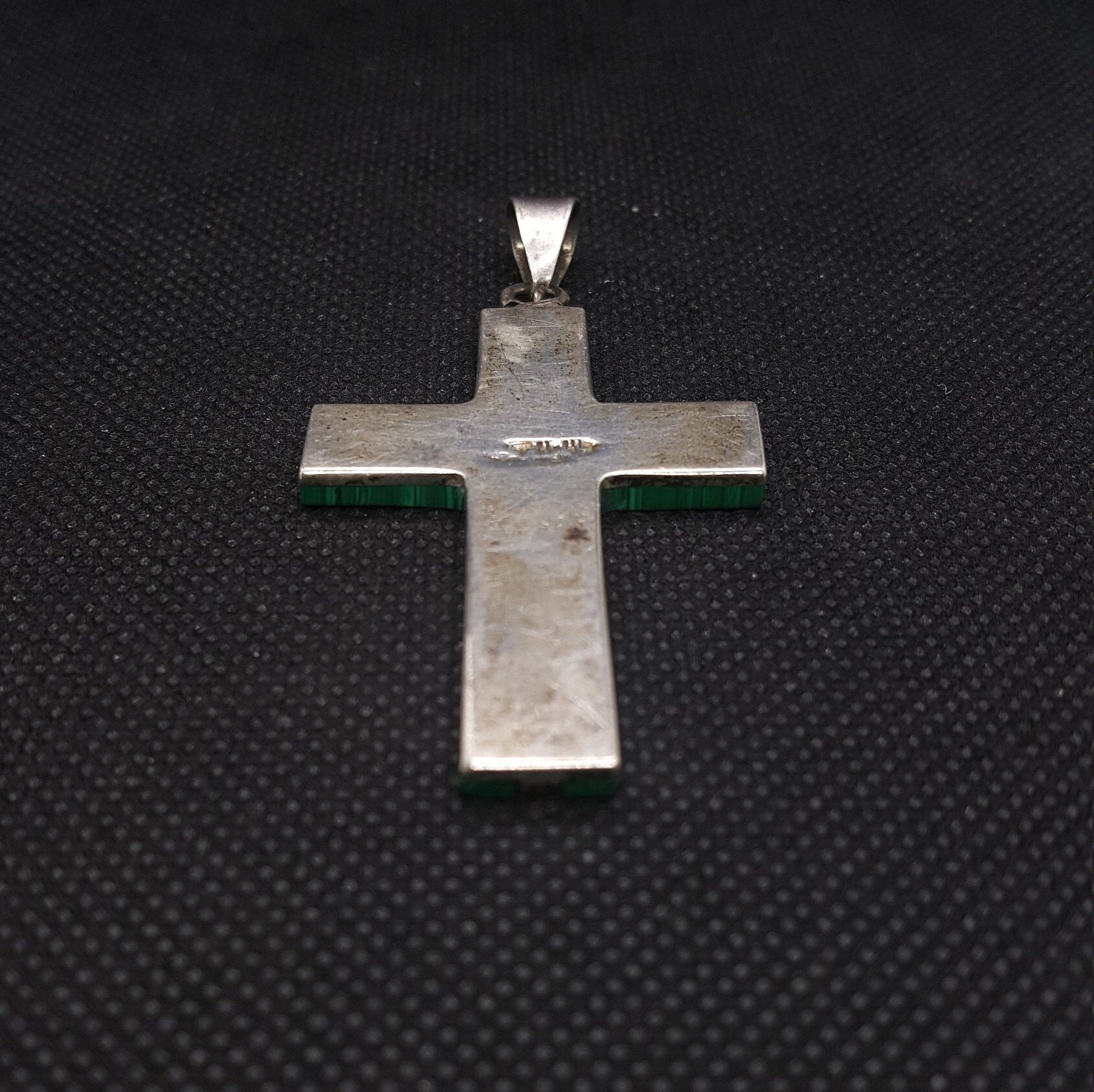 VINTAGE Silver Inlay Cross Malachite Blue Coral Pendant - Etsy