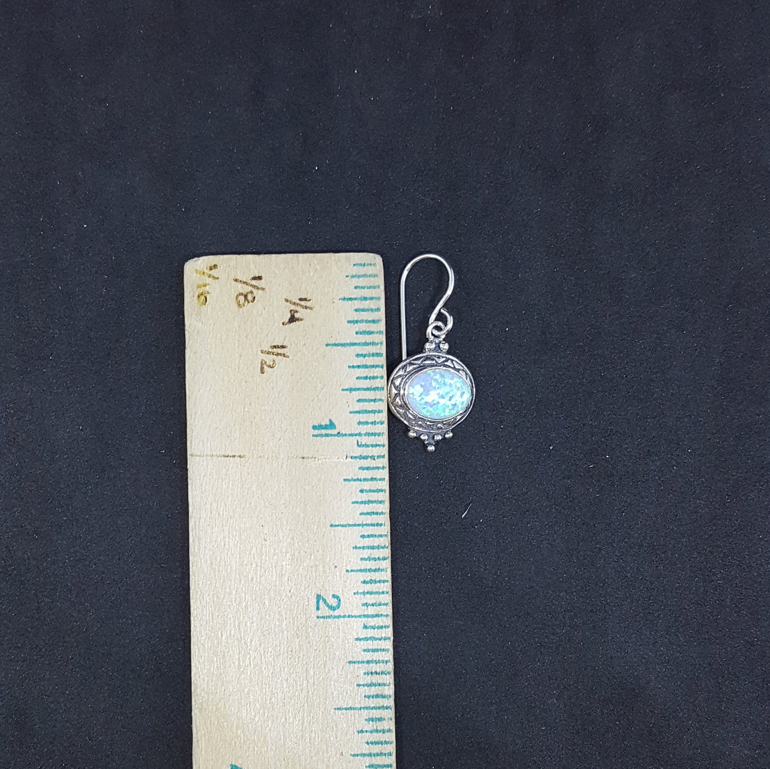 Zic Zac Design With Dots Oval Light Blue Fire Opal Sterling - Etsy