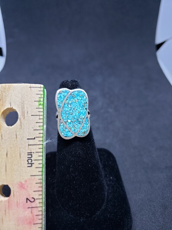 Vintage Zuni orbital oval overlapping inlay turquoise… - Gem