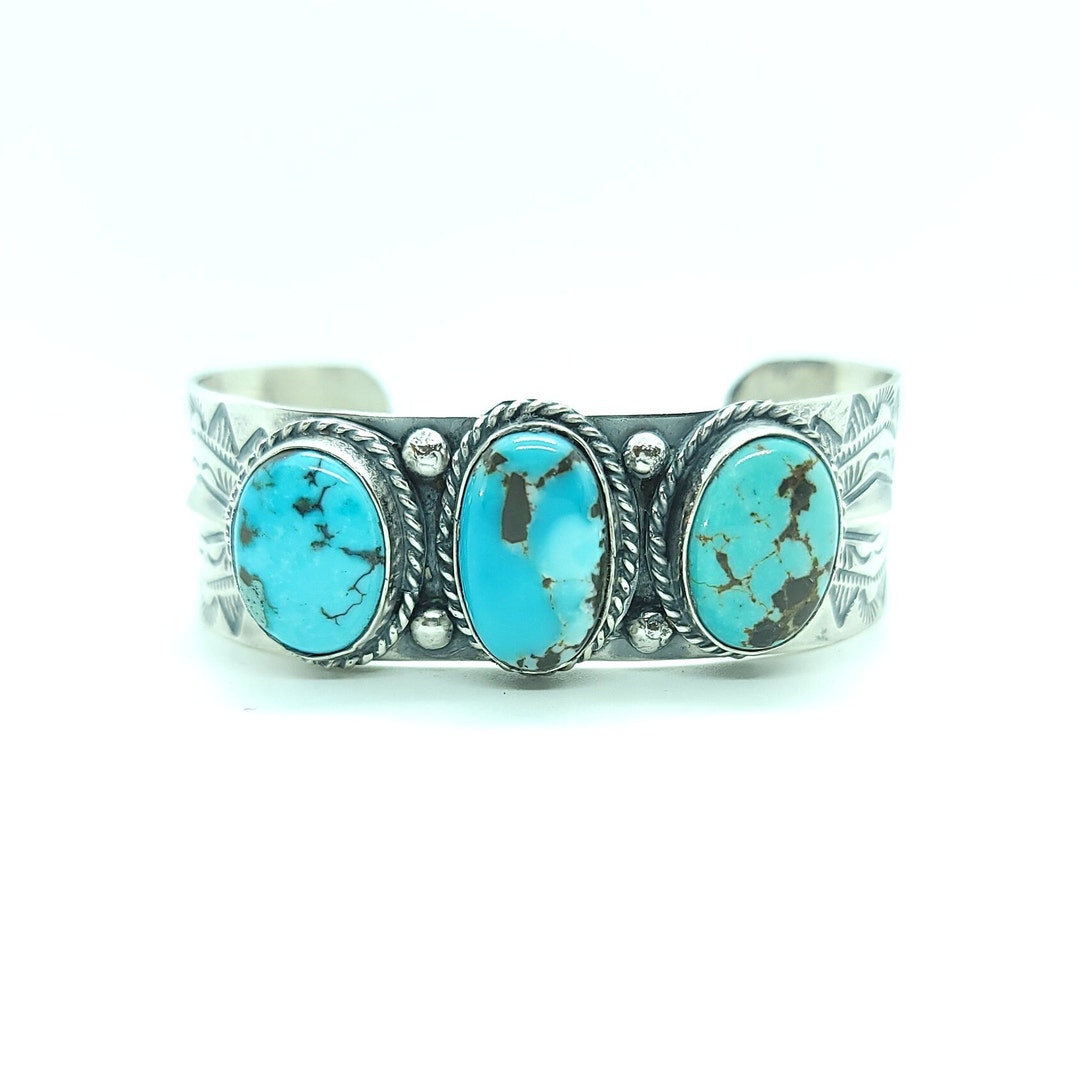 Silver Kingsman Turquoise Stone Cuff Bracelet Sterling Silver - Etsy
